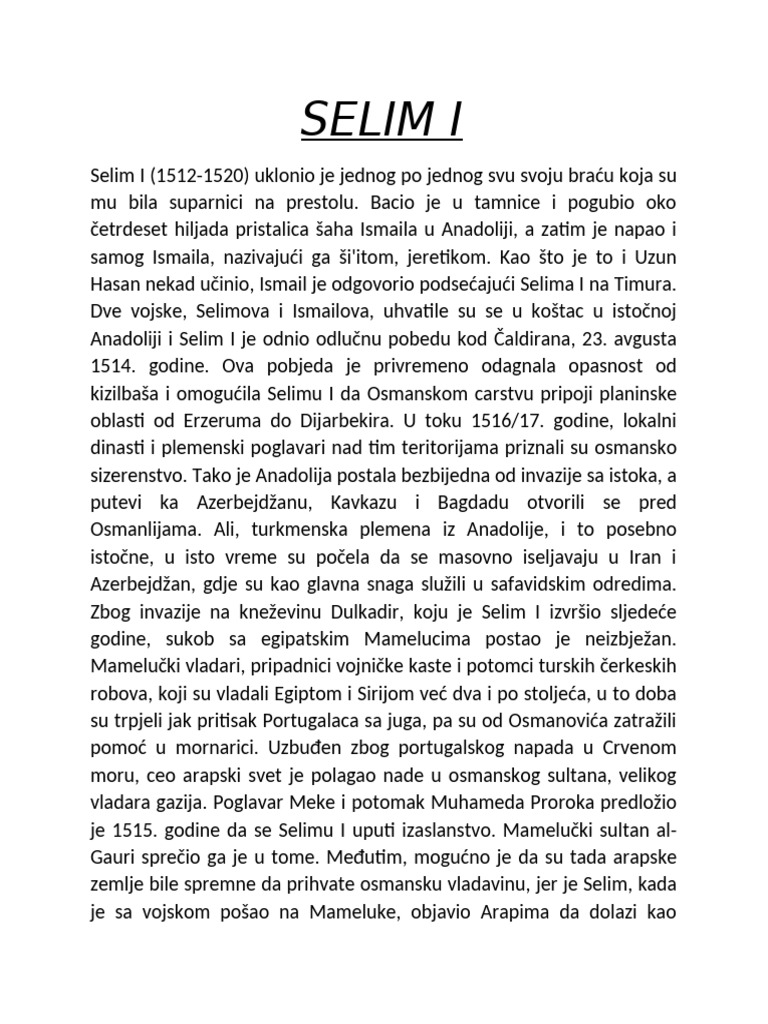 Selim 1 | PDF