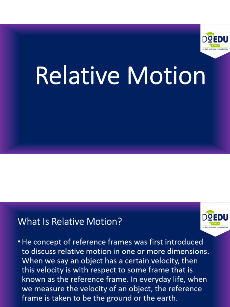 Relative Motion | PDF | Speed | Travel