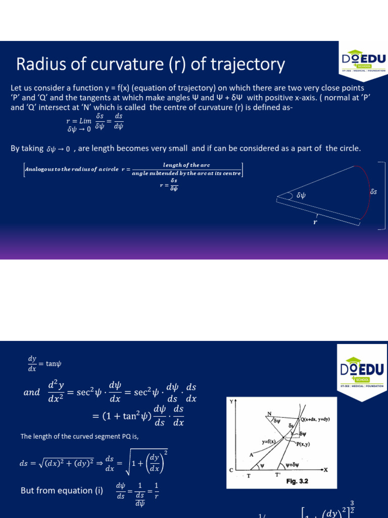 Radius of Curvature (R) of Trajectory (20.08.2024) | PDF | Curvature ...
