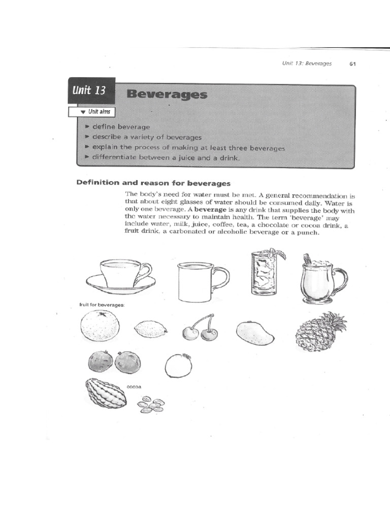 Note On Beverages From Textbook | PDF