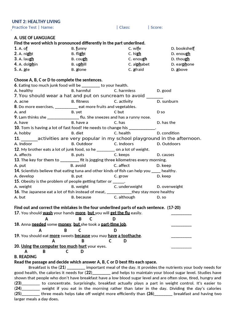 G7 Unit 2 Practice Test | PDF