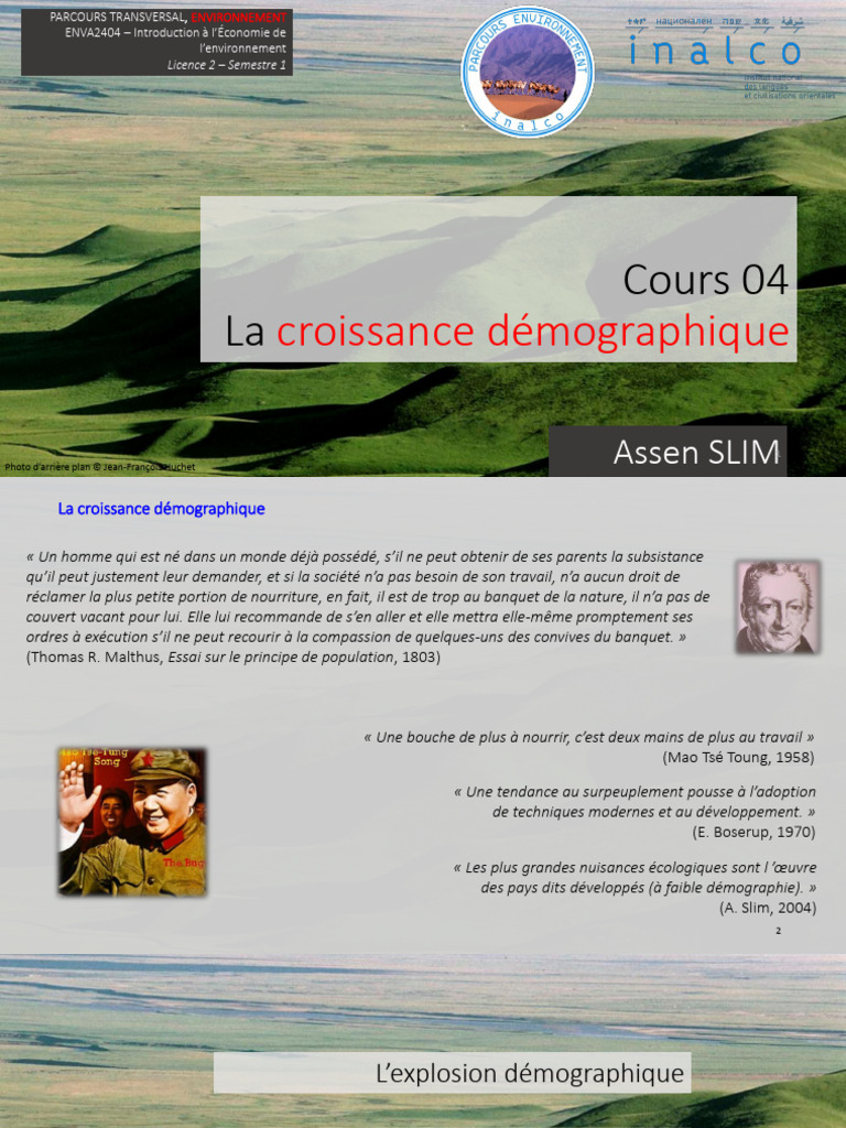 Cours 04-La croissance démographique-Assen SLIM | PDF