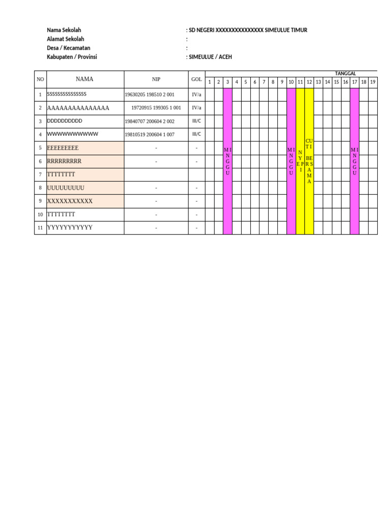 CONTOH ABSEN MARET 2024 ref | PDF