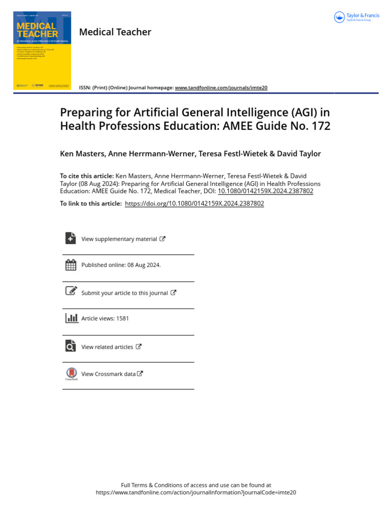 Preparing For Artificial General Intelligence AGI in Health Professions ...