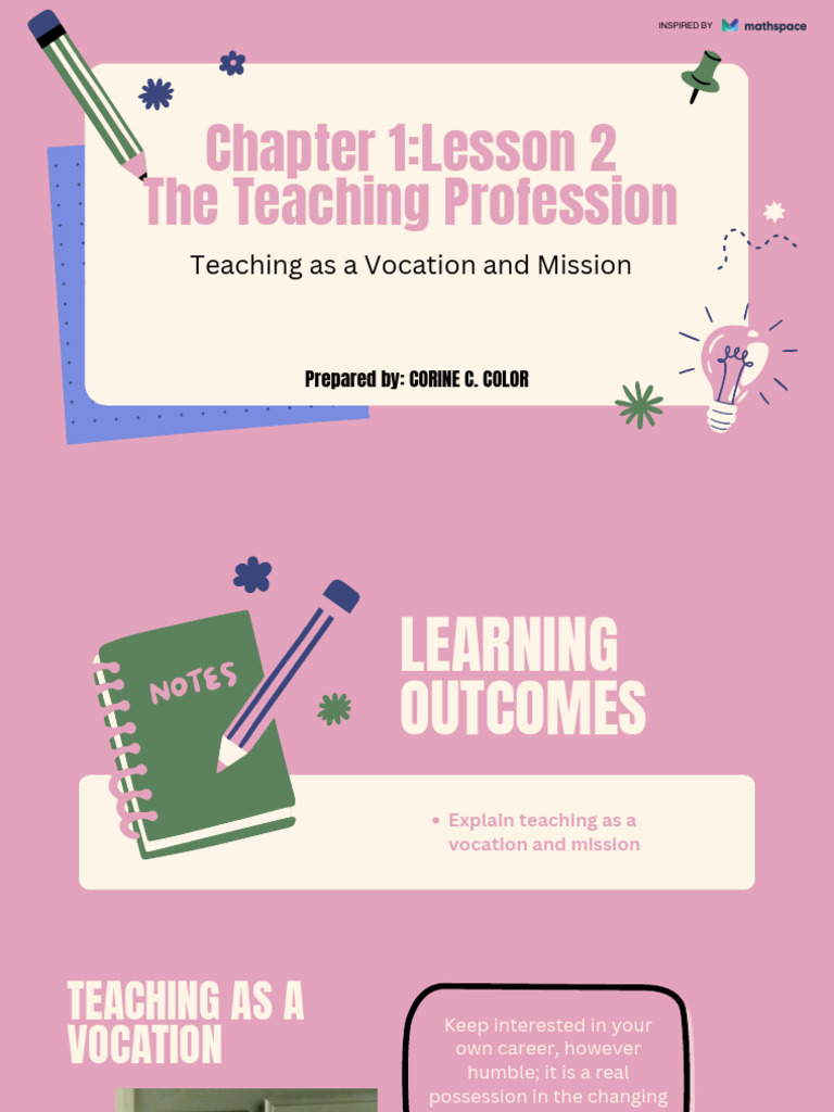 Teaching As A Profession and Mission | PDF | Career & Growth | Self ...