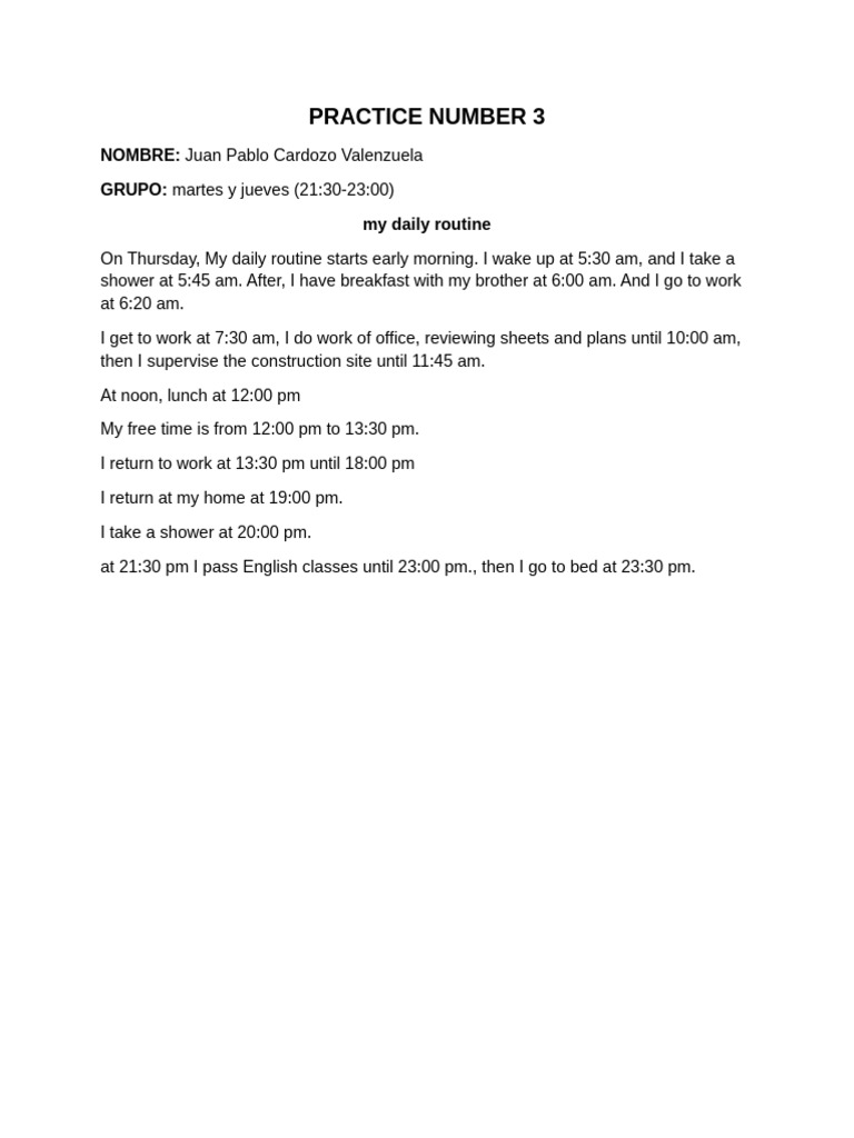 Practice Number 3 Juan Pablo Cardozo | PDF