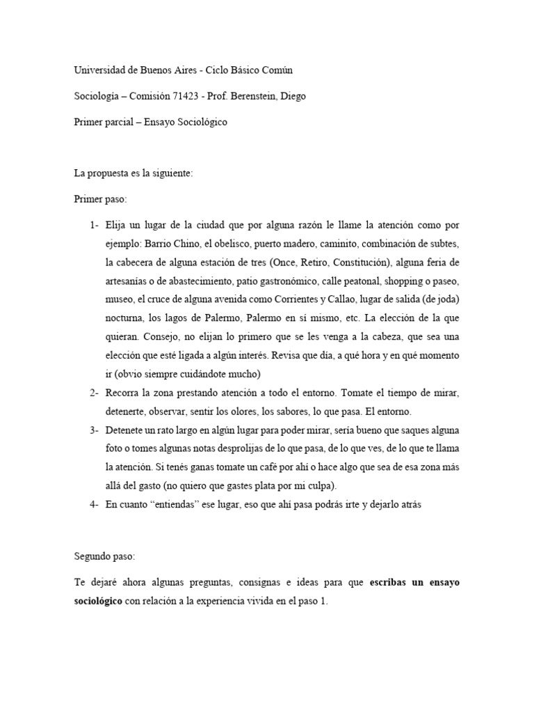 1er Parcial - Consigna | PDF | Sociología | Ciencia y matemáticas