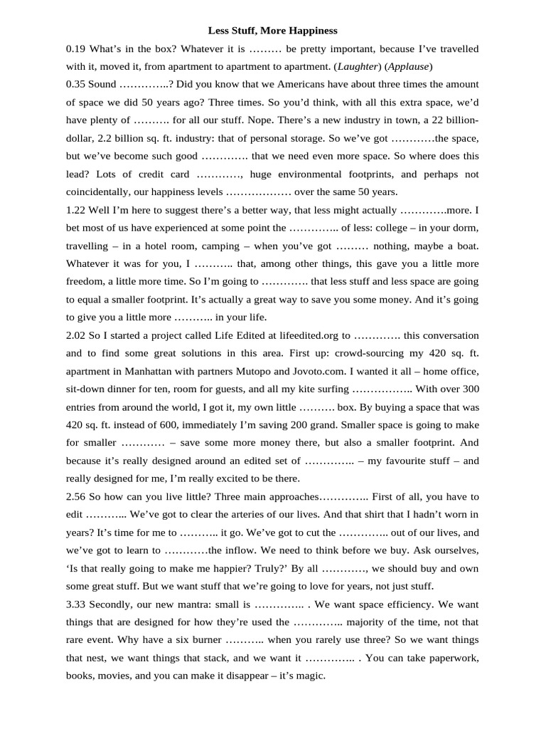 Less Stuff | PDF