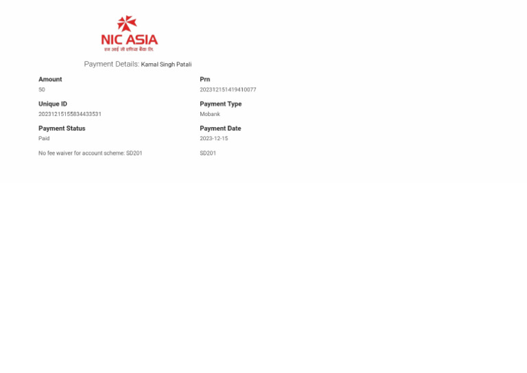 Payment Detail Pdf