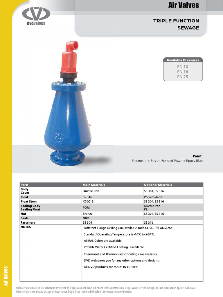 DVD Sewage Air Valve TDS | PDF