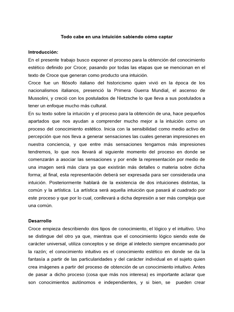 Conocimiento Intuitivo | PDF | Intuición | Conocimiento