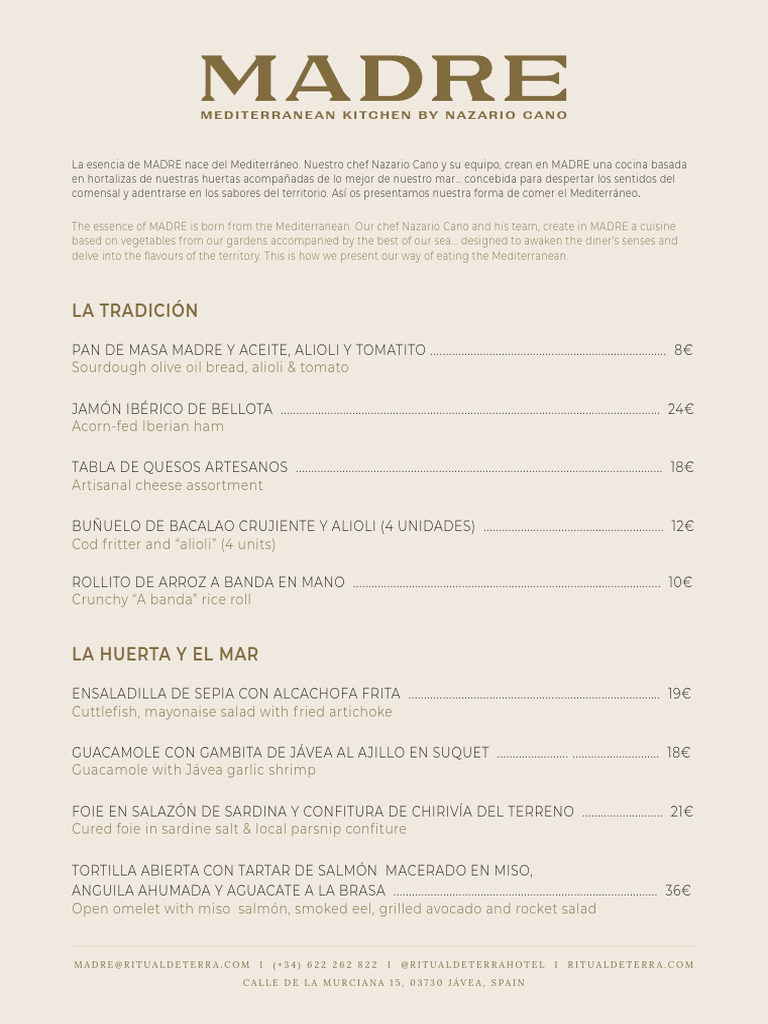 Madre Menu | PDF