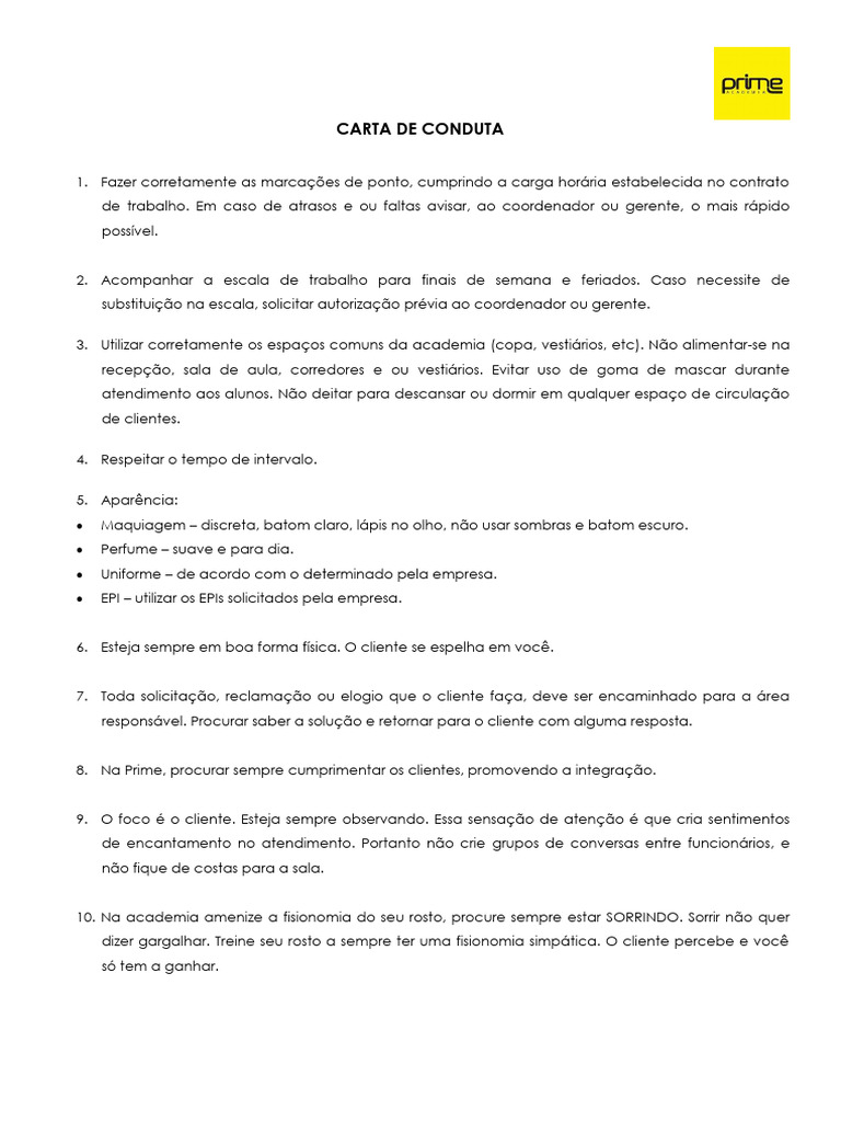 CARTA DE CONDUTA 2024 | PDF