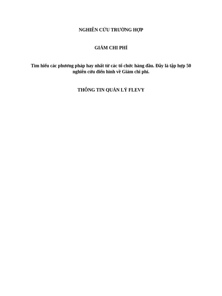 Nghiên C U Trư NG H P Giảm Chi Phí | PDF