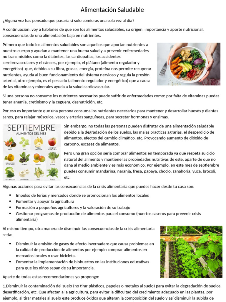 Alimentación Saludable | PDF