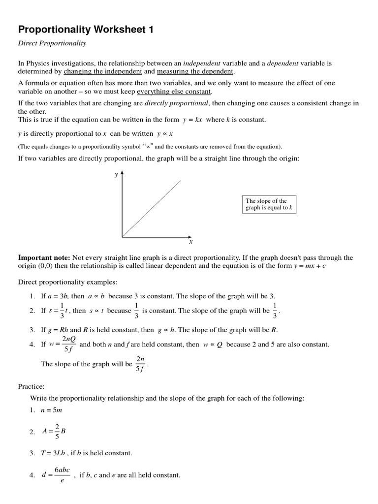 Proportionality Worksheet 1 | PDF