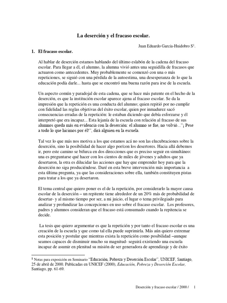 La Desercion y El Fracaso Escolar | PDF