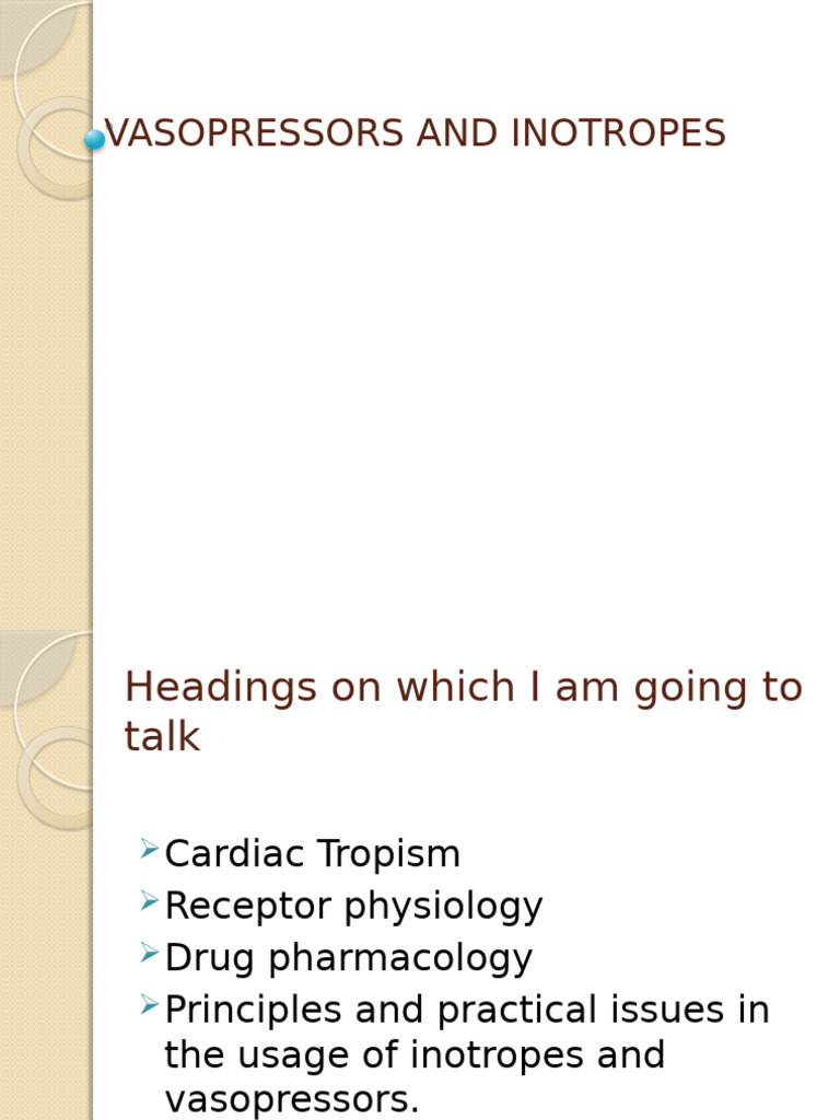 Vasopressor & Inotropes - Praba | PDF