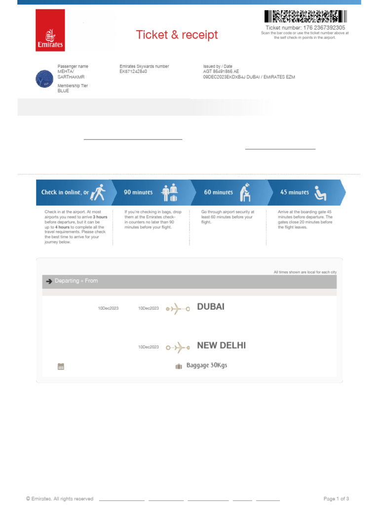Emirates Ticket 3 | PDF