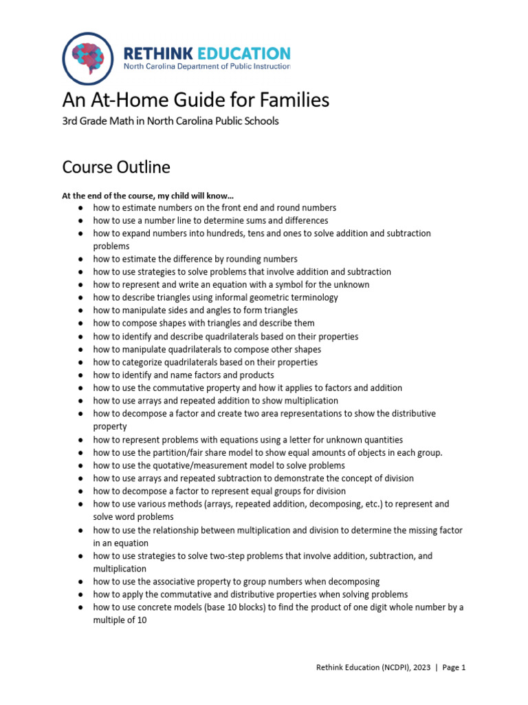 3rd Grade Parent Math Guide | PDF