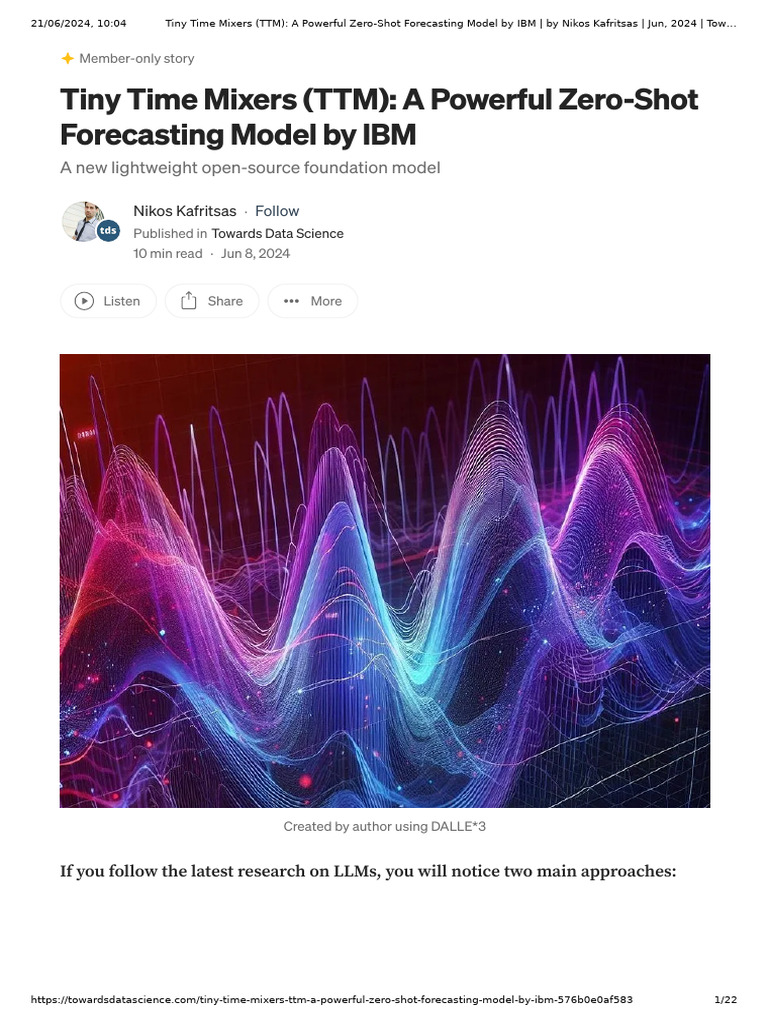 Tiny Time Mixers (TTM)_ Zero-Shot Forecasting Model by IBM_Jun_2024 | PDF