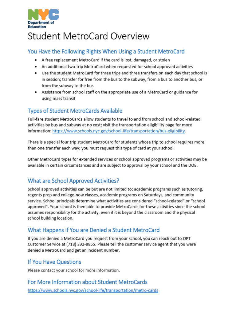 Metrocard Brochure | PDF