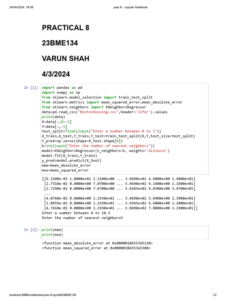 Prac 8 - Jupyter Notebook | PDF