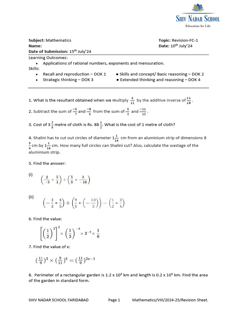 Edt Revision Worksheet | PDF