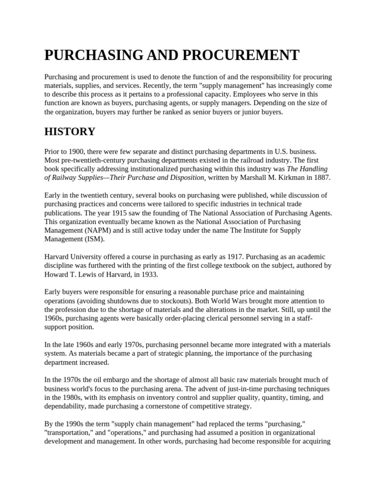 Purchasing and Procurement | PDF