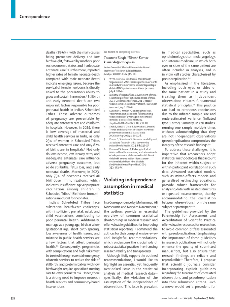 Violating Independence Assumption in Medical Stati | PDF