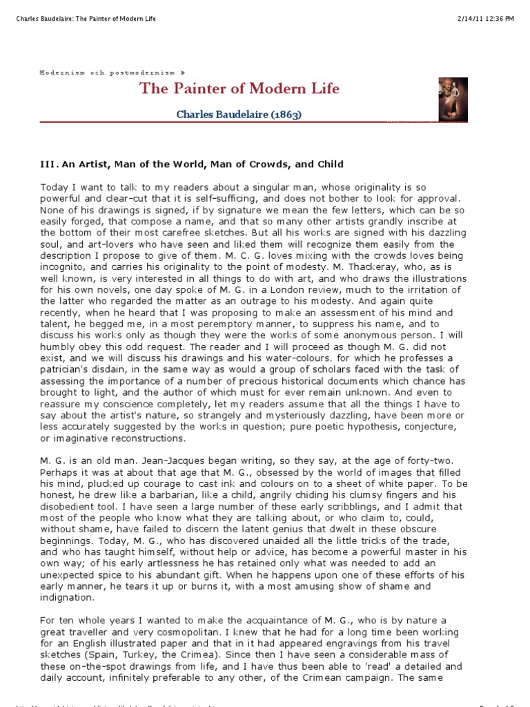 Charles Baudelaire The Painter of Modern Life | PDF | Charles ...