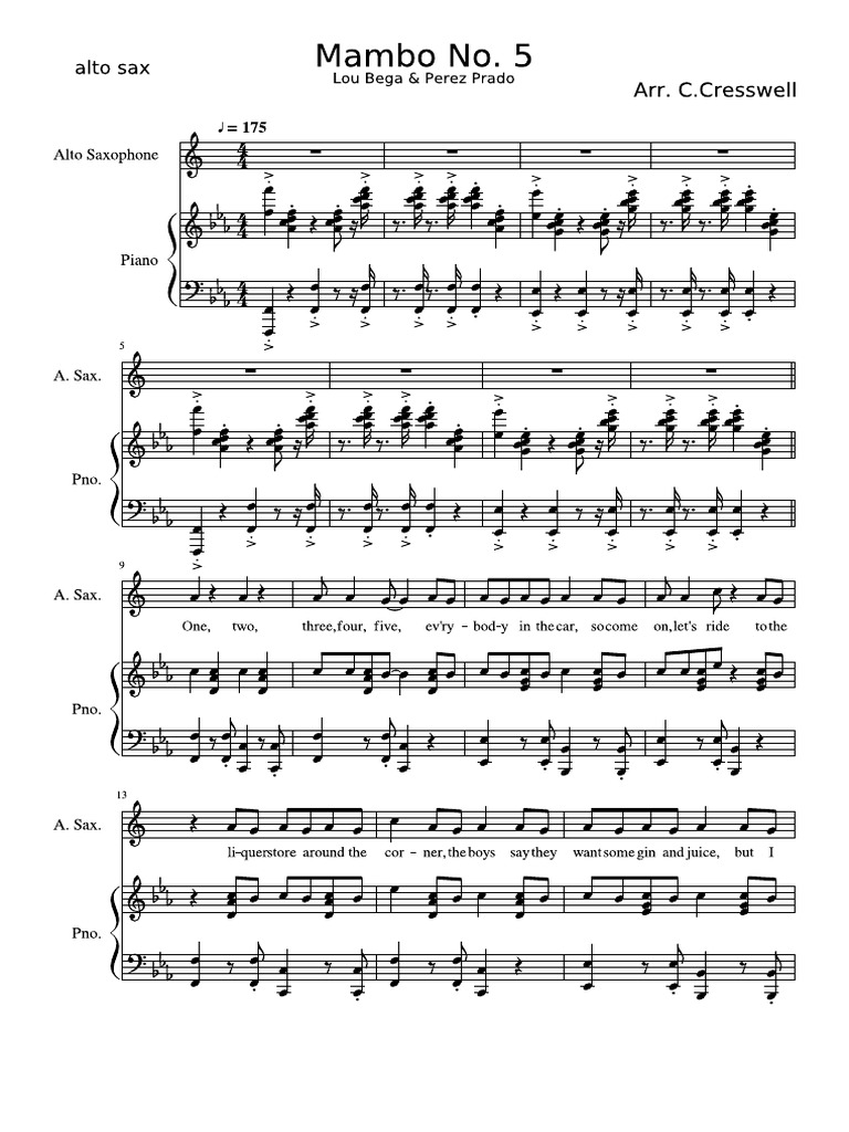 Mambo No. 5 - Lou Bega & Perez Prado | PDF