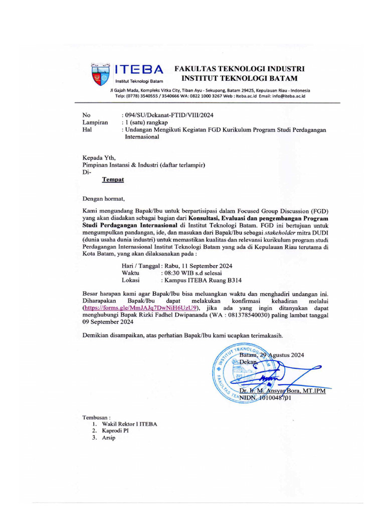 Surat Undangan FGD - Mutiara Jaya Sukses | PDF