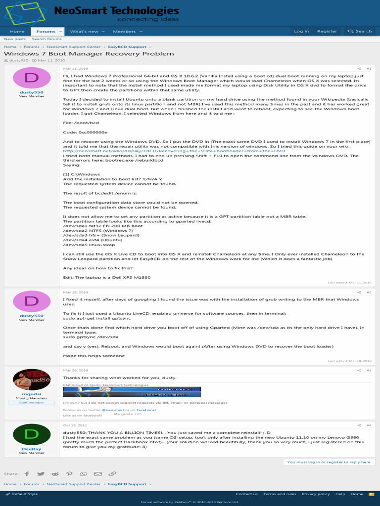 Windows 7 Boot Manager Recovery Problem - NeoSmart Forums | PDF