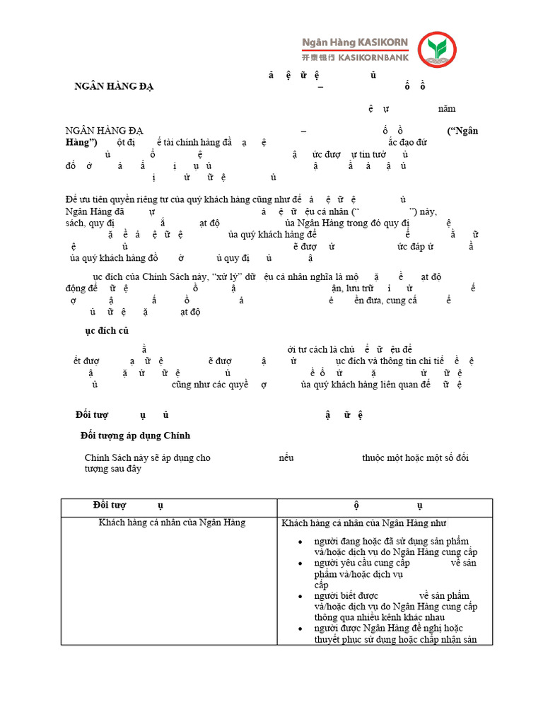 KBank Privacy Policy (VN) | PDF