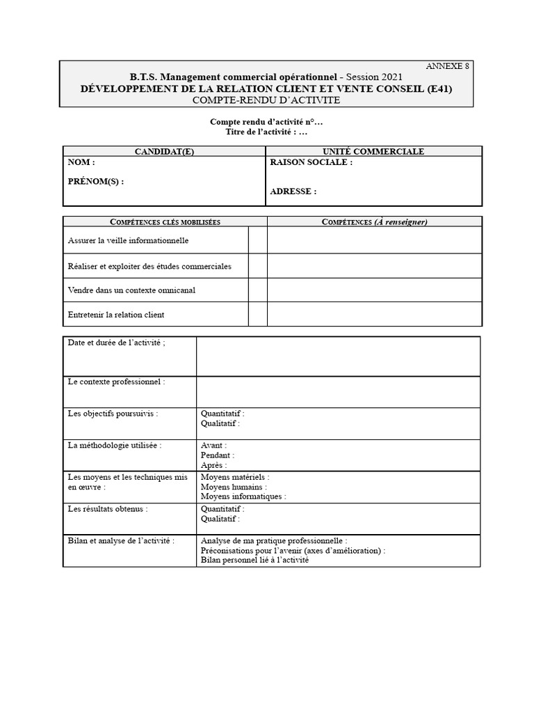 Modèle Fiche E41 | PDF