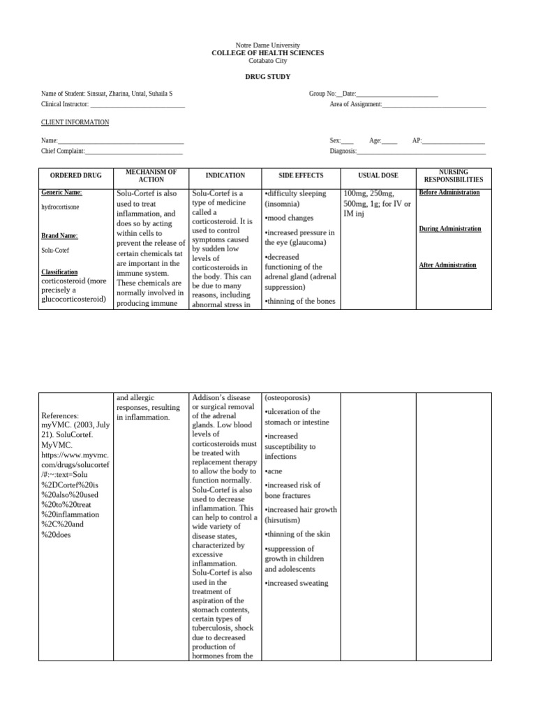 DRUG STUDY Format | PDF