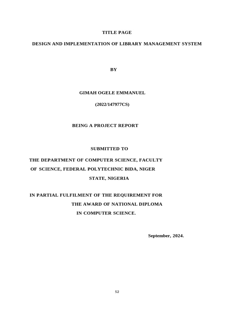 Design and Implementation of Library Management System ORGINAL | PDF ...