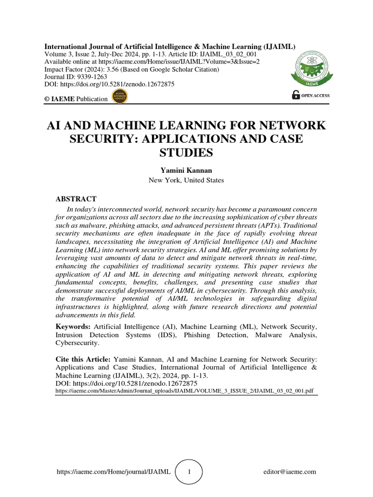 AI & ML in Network Security: Case Studies | PDF | Machine Learning | Security