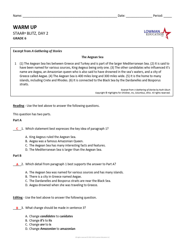 Key - Warm Up Day 2 | PDF