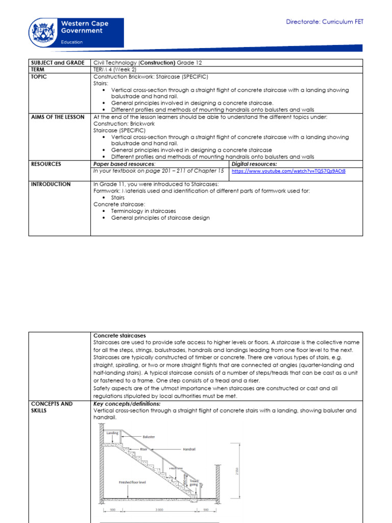 Civil Technology Construction Grade 12 Term Four Week Two | PDF