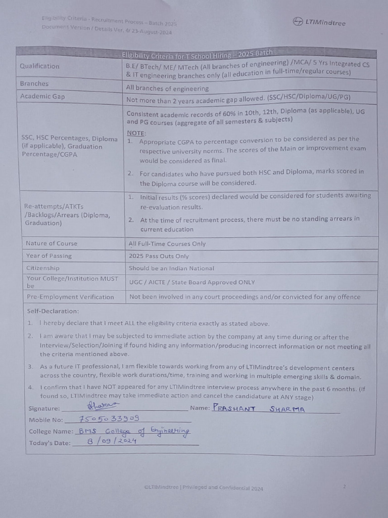 Eligibility Declaration Form | PDF