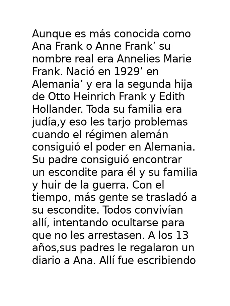 Aunque Es Más Conocida Como Ana Frank o Anne Frank | PDF