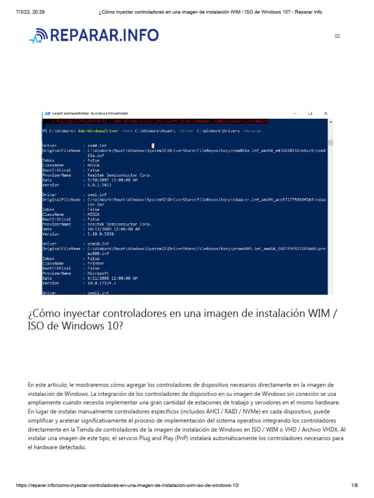 ¿Cómo inyectar controladores en una imagen de instalación WIM _ ISO de Windows 10_ - Reparar ...