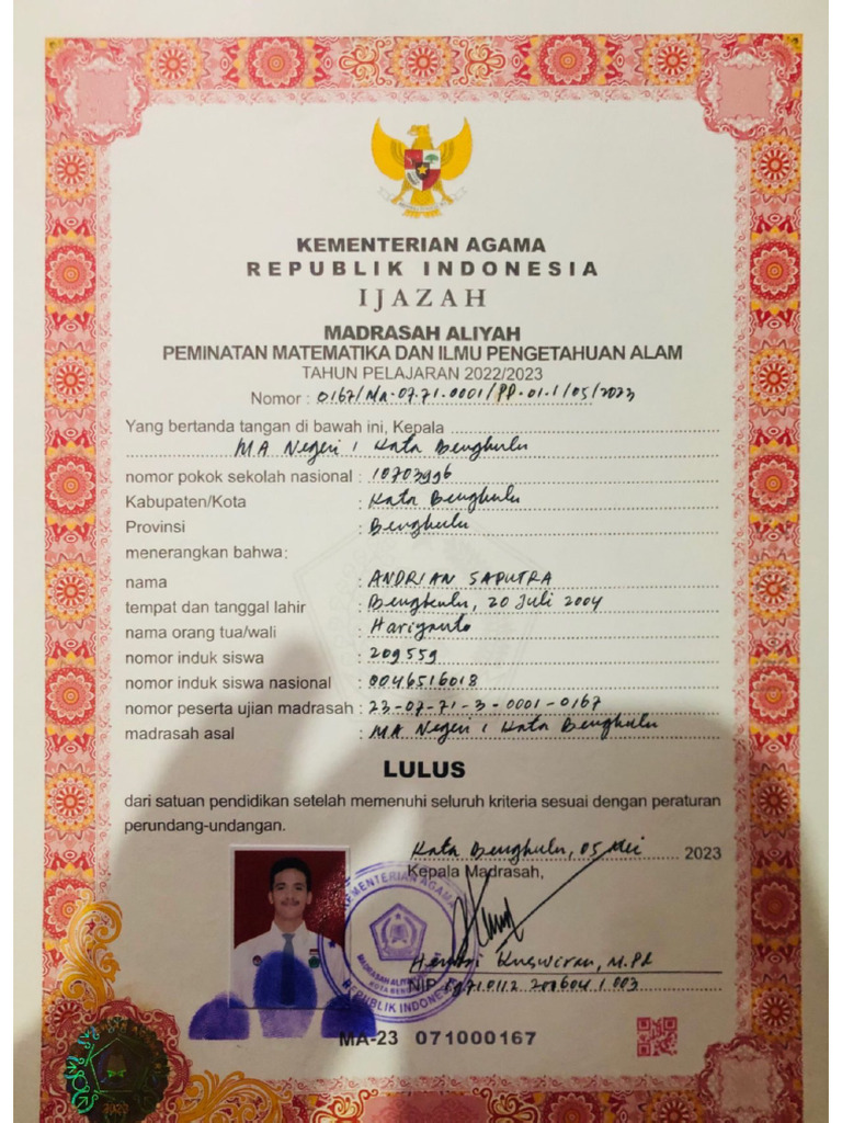 Ijazah Man Andrian Saputra | PDF