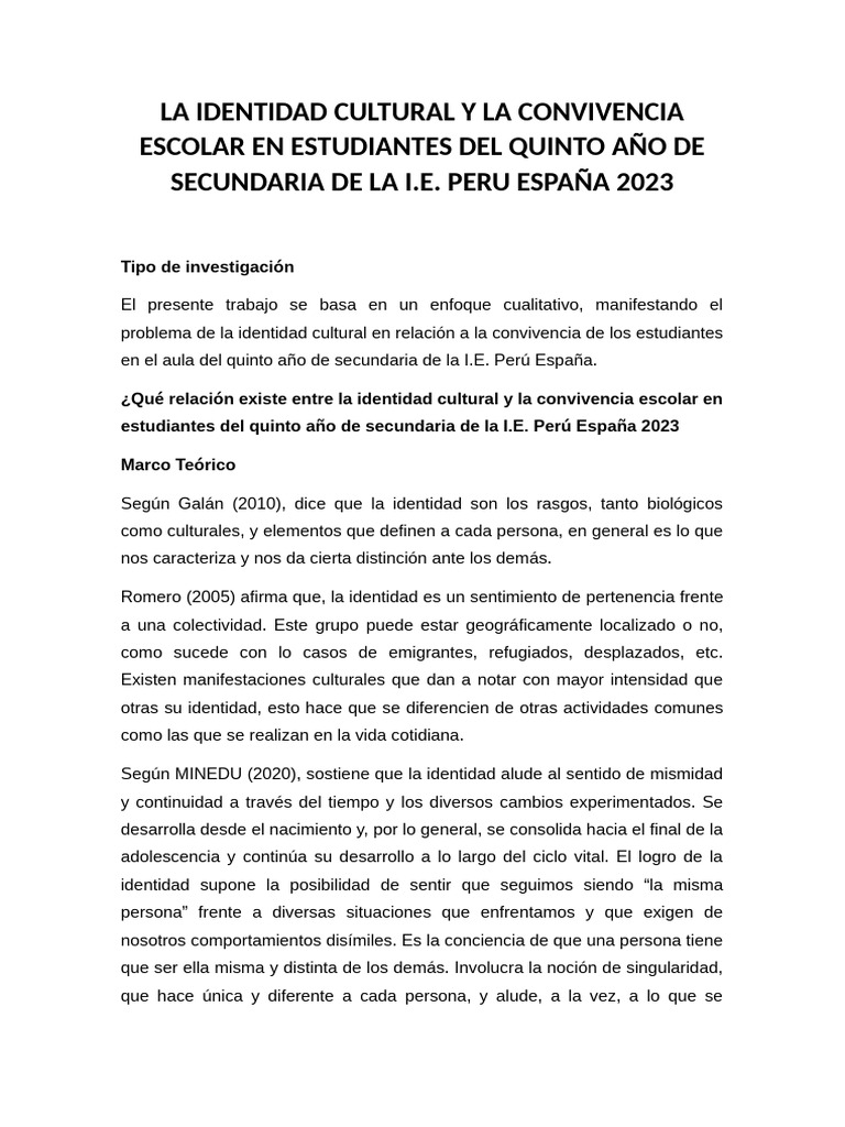 La Identidad Cultural y El Aprendizaje Por Competencias en Estudiantes ...