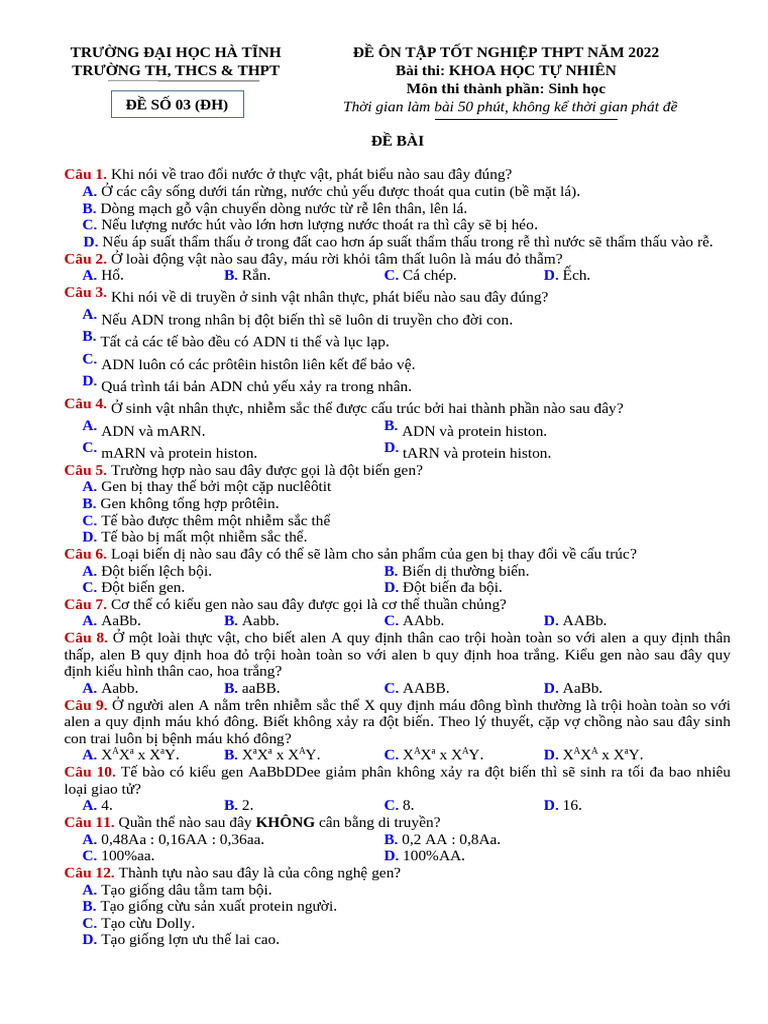 đề số 03 đh | PDF