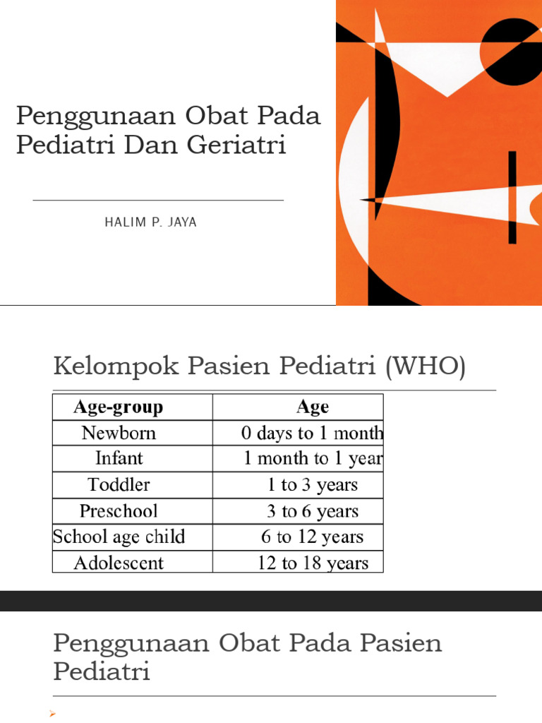 Penggunaan Obat Pada Geriatri Dan Pediatri | PDF