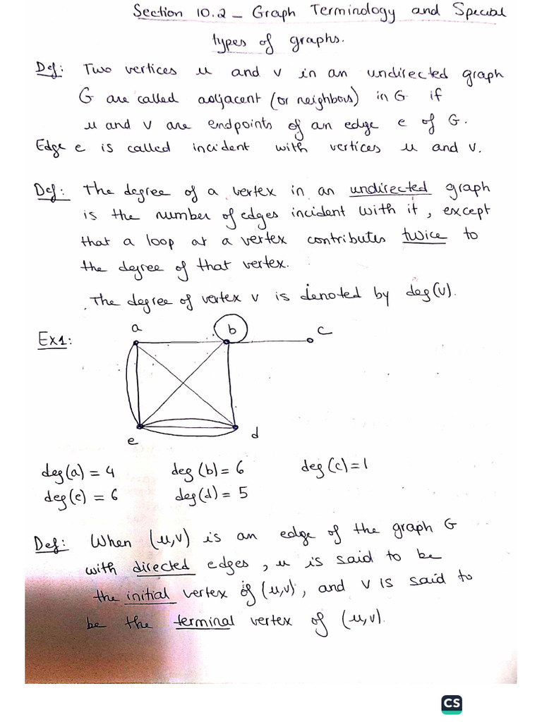 Section 10.2 - Graph Terminology and Special Types of Graphs | PDF