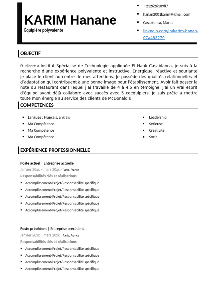 CV Canadien Professionnel | PDF